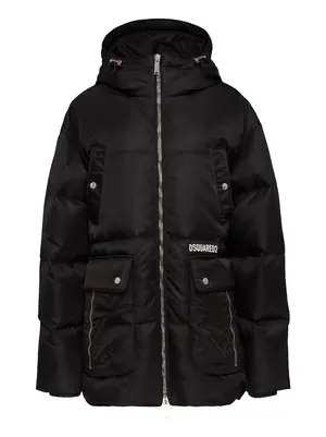 Dsquared2 Quilted Hooded Coat - Black