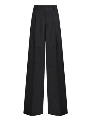 Etro Patterned Jacquard Wool Trousers - Black