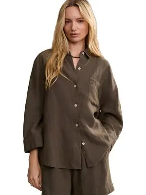 Jenni Kayne Linen Logan Shirt - Dark Moss