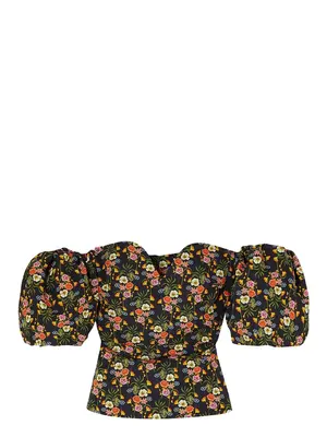 Borgo De Nor Alma Floral-print Top - Black