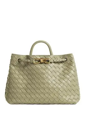 BOTTEGA  VENETA Intrecciato Leather Andiamo Top Handle Bag - Travertine