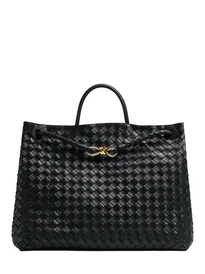 Bottega Veneta Large Intrecciato Andiamo Top Handle Bag - Black