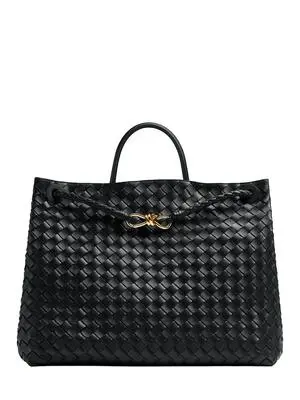 BOTTEGA  VENETA Large Intrecciato Andiamo Top Handle Bag - Black