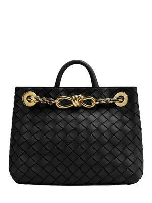 BOTTEGA  VENETA Small Intrecciato Andiamo Chain Bag - Black