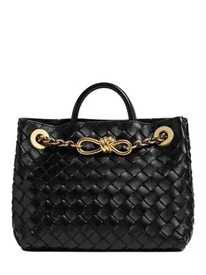 BOTTEGA  VENETA Small Intrecciato Andiamo Chain Bag - Black