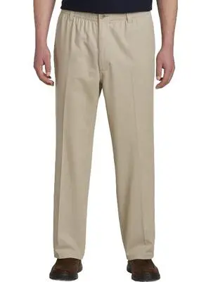 HARBOR BAY BY DXL Elastic-waist Pants - Khaki