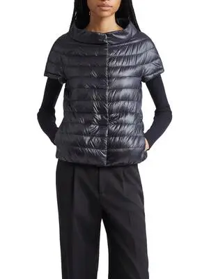 Herno Emilia Cap-sleeve Quilted Down Jacket - Nero