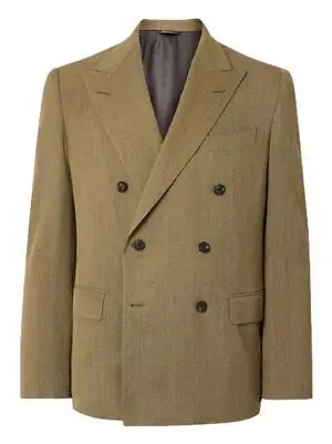 Loro Piana Double-breasted Virgin Wool-twill Suit Jacket - Neutrals
