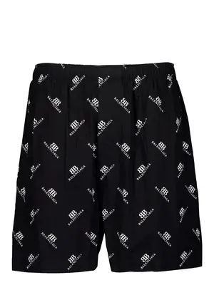 Balenciaga Logo-print Cotton-poplin Shorts - Black