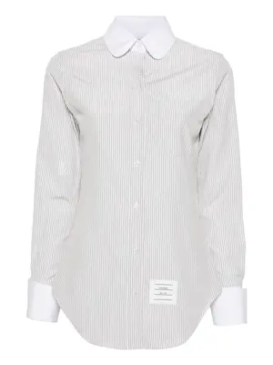 Thom Browne Striped Rounded-collar Shirt - White