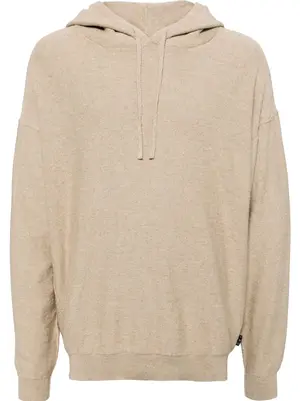 IRO PARIS Ribbed-edge Knitted Hoodie - Neutrals
