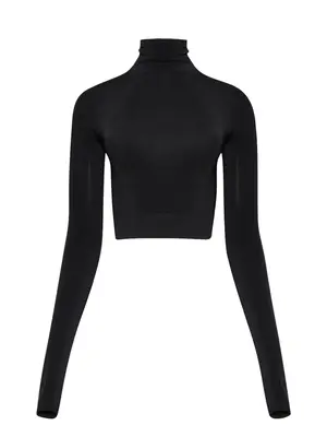 Balenciaga Turtleneck Cropped Top - Black