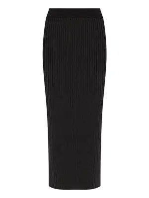 JIL SANDER Ribbed Knit Midi Skirt - Black