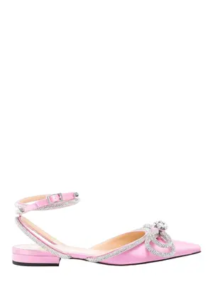 MACH & MACH PRE Mach & Mach Double Bow Satin Slingback Ballet Flats - Pink