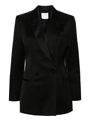 FORTE_FORTE Double-breasted Satin Blazer - Black