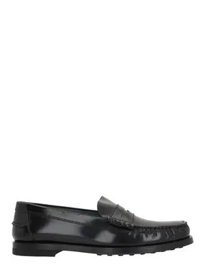 TOD'S Leather Penny Loafers - Black