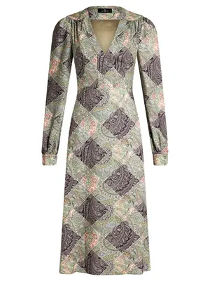 Etro Check Print Twill Midi Dress - Green