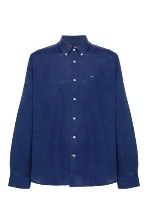 Barbour Chest-pocket Linen-blend Shirt - Blue