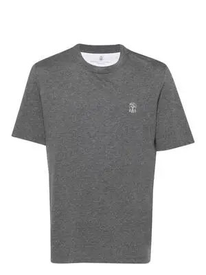 Brunello Cucinelli Mélange-effect Cotton T-shirt - Grey
