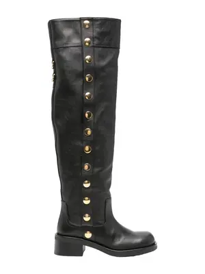 Moschino 50mm Stud-embellished Over-the-knee Boots - Black
