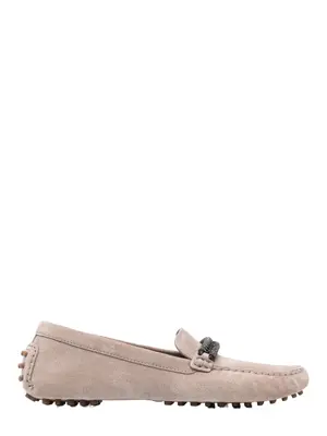 Brunello Cucinelli Monili-strap Suede Loafers - Neutrals