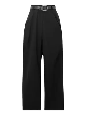 Loewe Belted Draped Cotton-twill Pants - Black