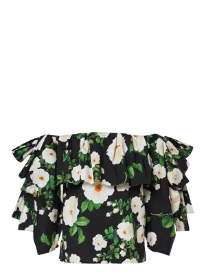 Carolina Herrera Floral Off-shoulder Top - Black