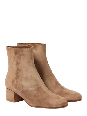 GIANVITO ROSSI 45 Suede Ankle Boots - Beige