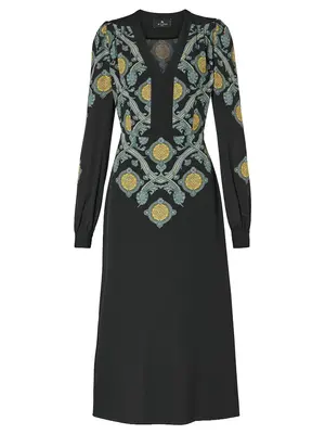 Etro Printed Midi Dress - Black