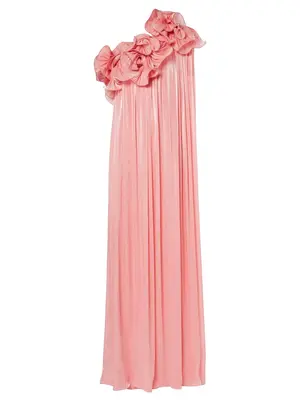 Costarellos Charmain Plissé Georgette Gown - Pink