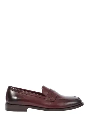 Manolo Blahnik Perry Leather Penny Loafers - Brown