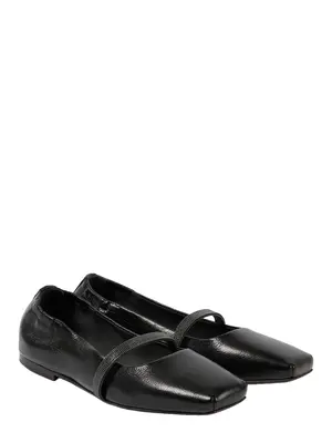 BRUNELLO CUCINELLI Brunello Cucinelli Monili Leather Mary Jane Flats