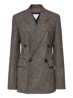 Bottega Veneta Wool And Cotton-blend Mouliné Blazer - Neutrals