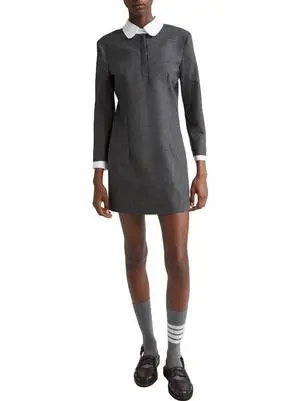 Thom Browne Wool And Cotton Minidress - Dark Grey