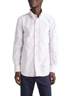Thom Browne Straight Fit Cotton Oxford Button-down Shirt - Light Pink