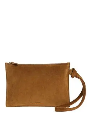Lié Studio Lié Studio The Charlie Leather Wristlet Clutch Maple Brown Suede