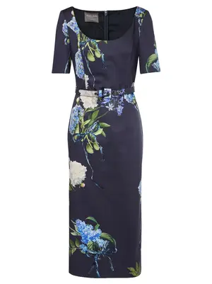 Monique Lhuillier Floral Poplin Midi Dress - Multicoloured