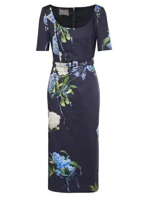 Monique Lhuillier Floral Poplin Midi Dress - Multicoloured