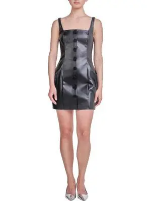 Endless Rose Faux Leather Mini Dress - Black