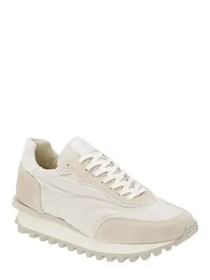 Eleventy Mixed Media Runner Sneakers - Sand And White