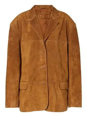 Staud Single-breasted Suede Jacket - Brown