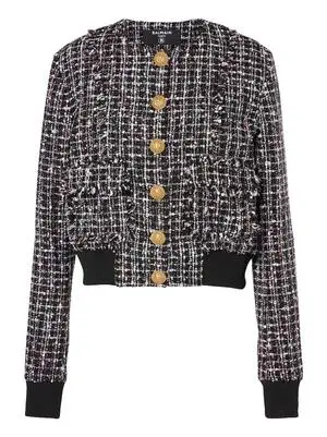 Balmain Tweed Bomber Jacket - Black