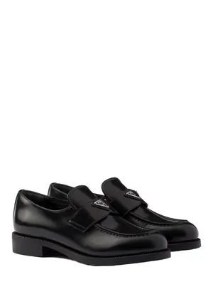 Prada Brushed Leather Loafers - Black