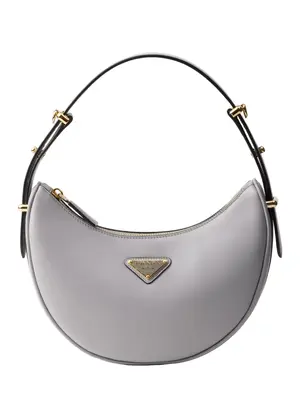 Prada Arqué Small Leather Shoulder Bag - Granite Gray