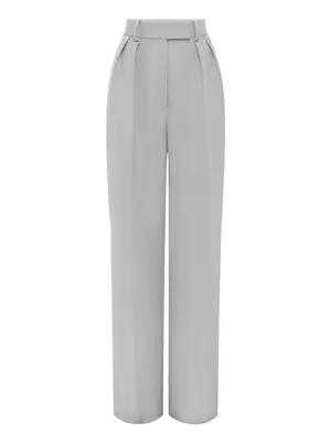Alex Perry Cropped Wool Straight-Leg Pants Grey