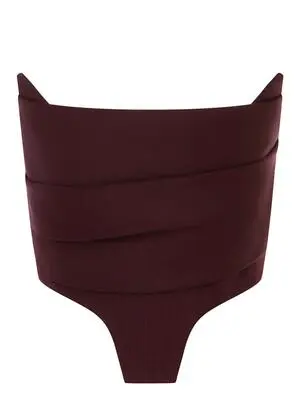 Alex Perry Wool Corset Top - Burgundy
