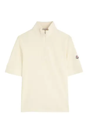 Moncler Half-zip Piqué T-shirt - Ivory
