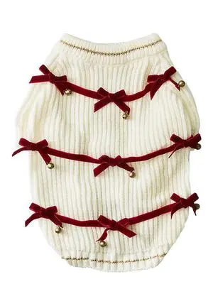 Anthropologie Seasonal 3d Motif Pet Sweater - Bells & Ribbons