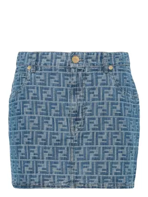 Fendi Ff-motif Mini Skirt - Blue