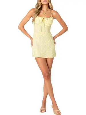 EDIKTED Gingham Corset Mini Dress - Yellow